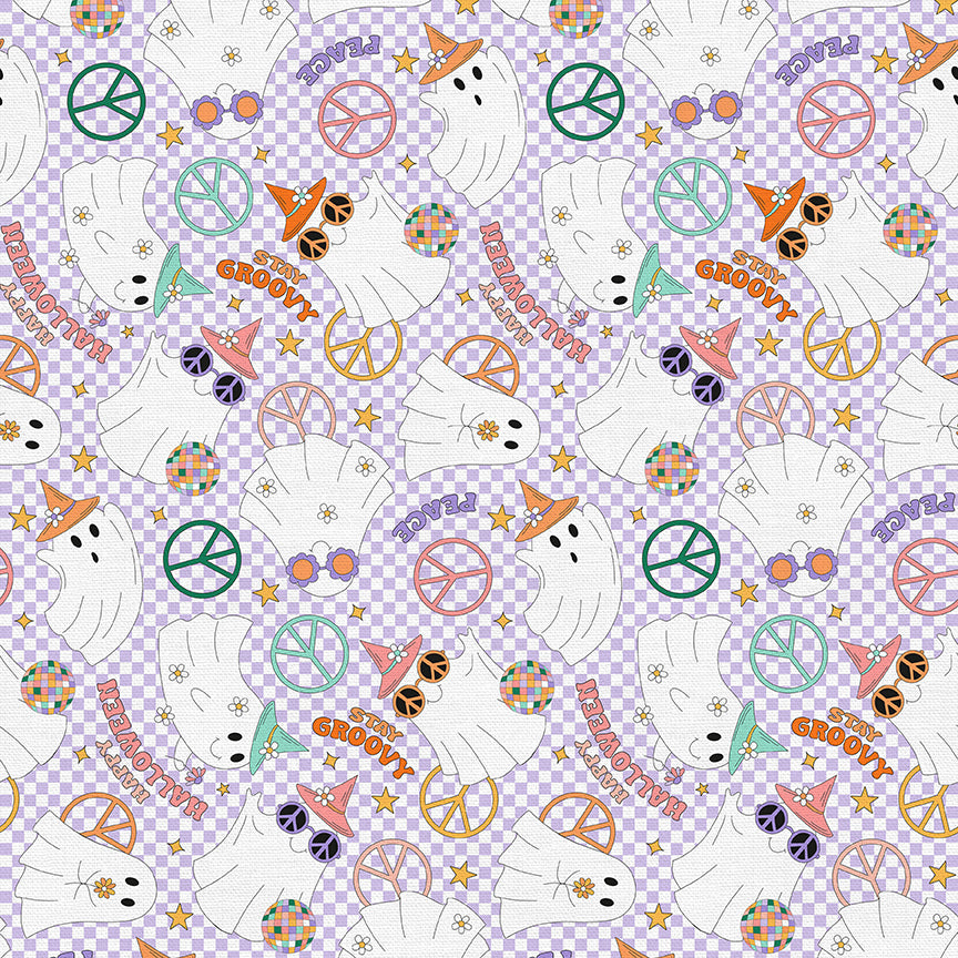 Peace, Love & Boo - Purple – Paintbrush Studio Fabrics