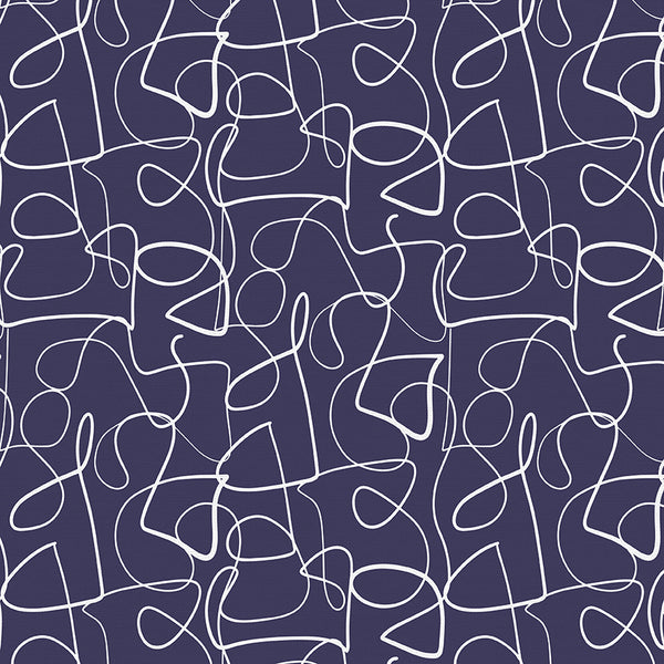 Squiggly Lines - Navy – Paintbrush Studio Fabrics